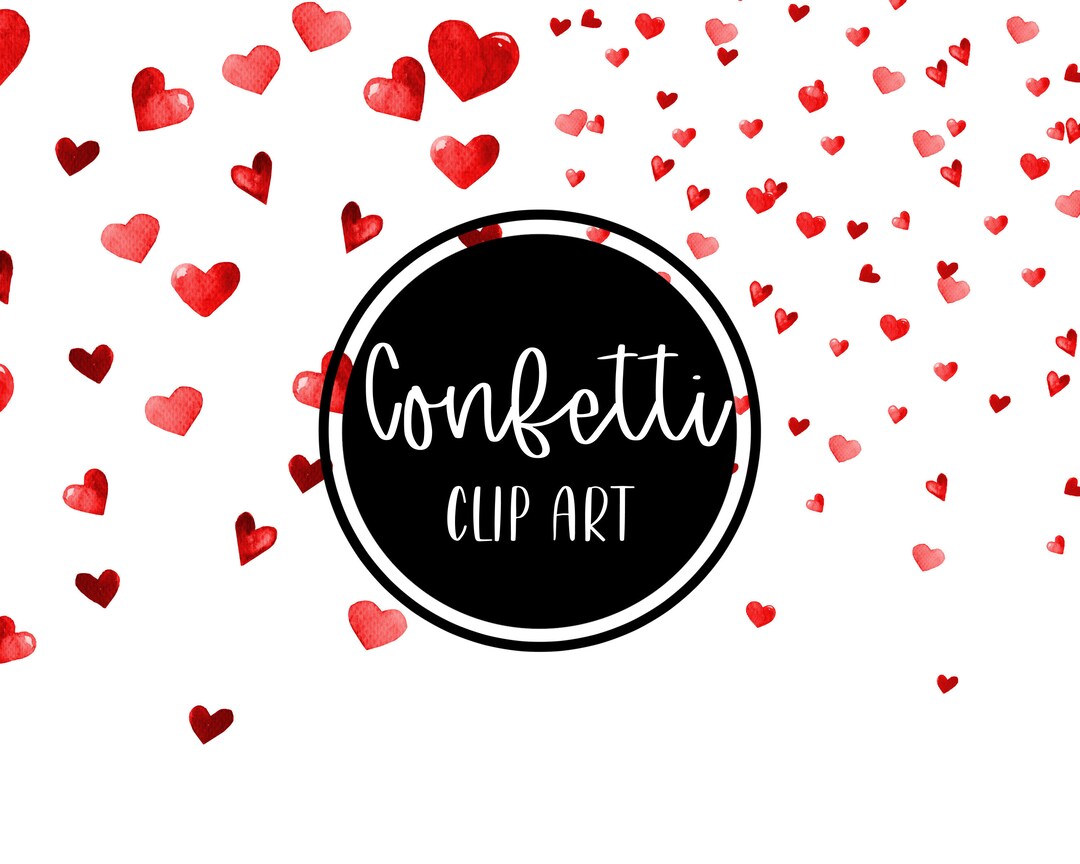 Heart Clip Art Watercolor Handpainted Digital Clipart Confetti Borders ...