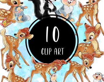 Bambi Rabbit Cute Clip Art PNG, Cartoon Bambi Clipart Sublimation PNG ...