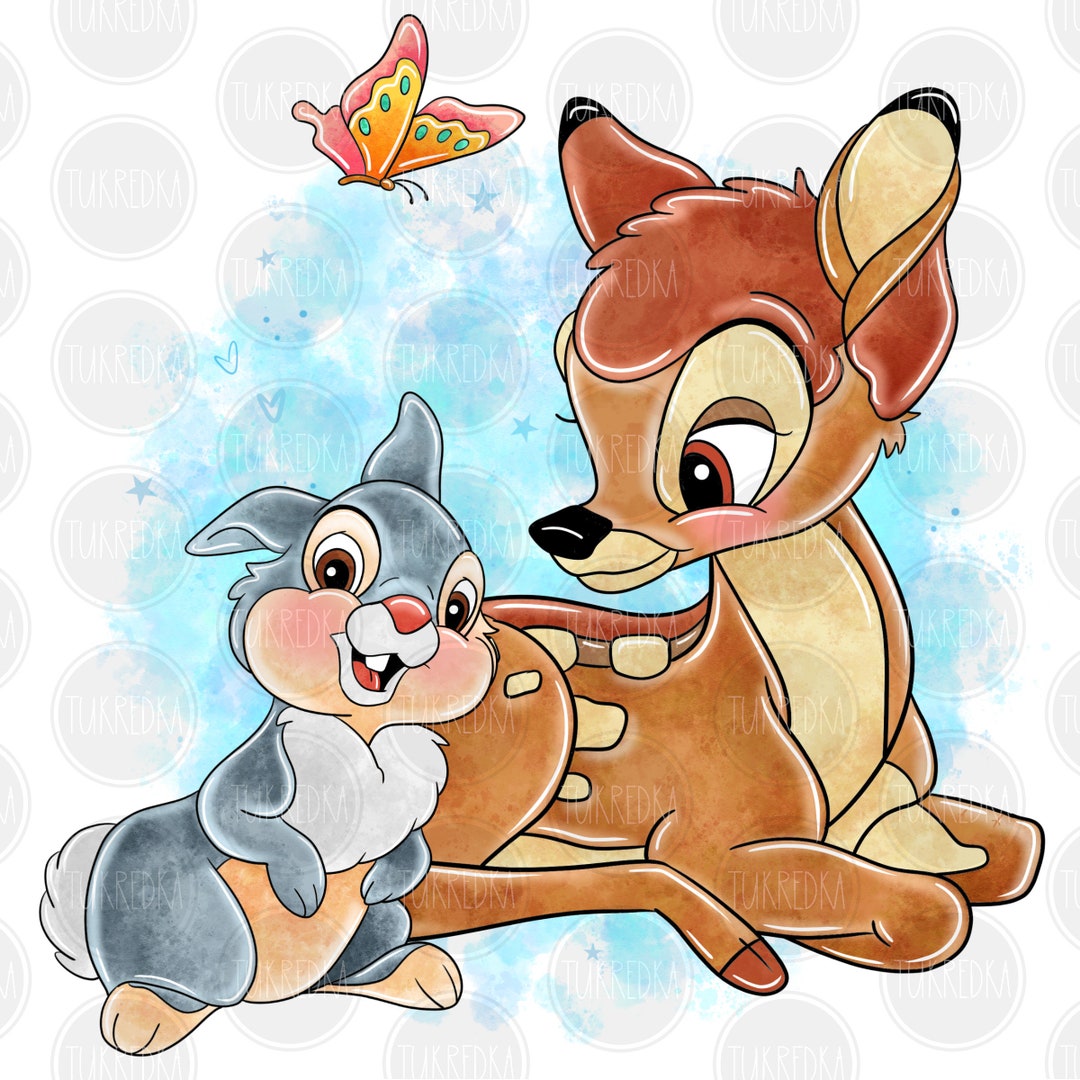 Bambi and Thumper Rabbit Cute Clip Art PNG, Cartoon Clipart Sublimation ...