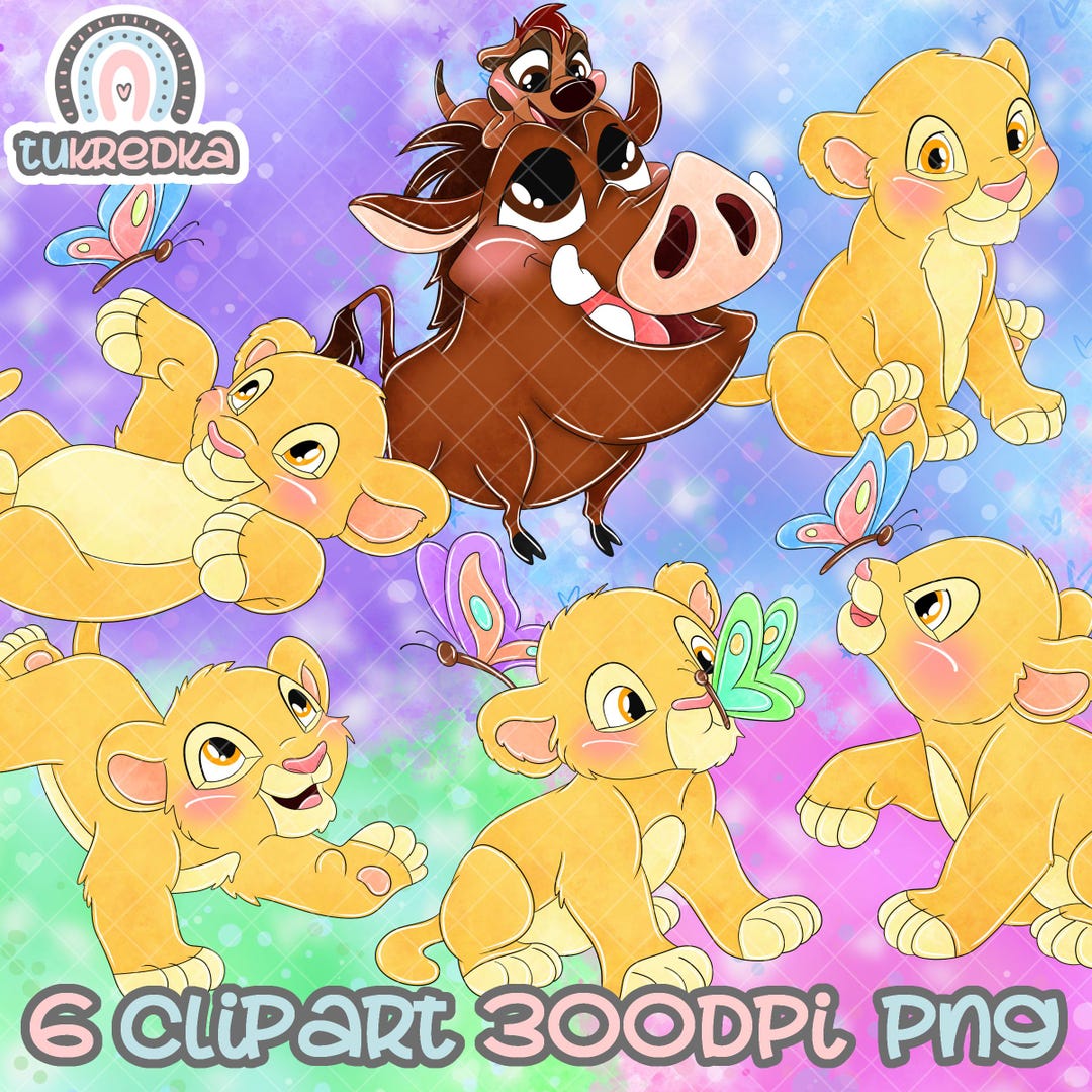 Set of Lion King Baby Toddler Simba Timon Pumba Clip Art PNG, Cartoon ...