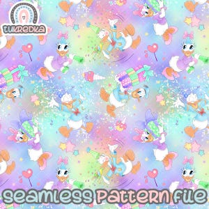 Donald Duck Daisy Seamless Pattern, Digital Paper Background, Mickey ...