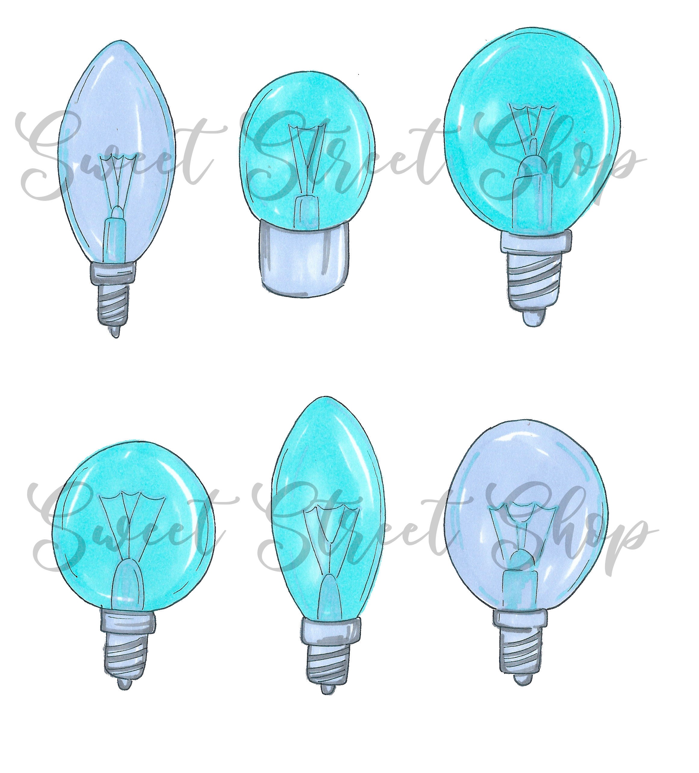 Light Bulb Clip Art Watercolor Handpainted Electricity Energy - Etsy