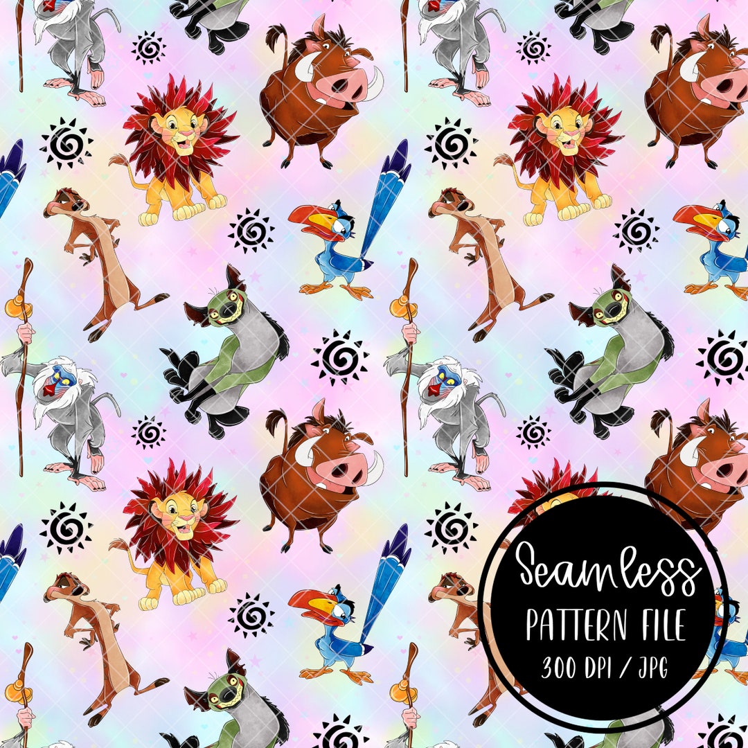 The Lion King Simba Pumbaa Timon Seamless Pattern, Digital Paper ...