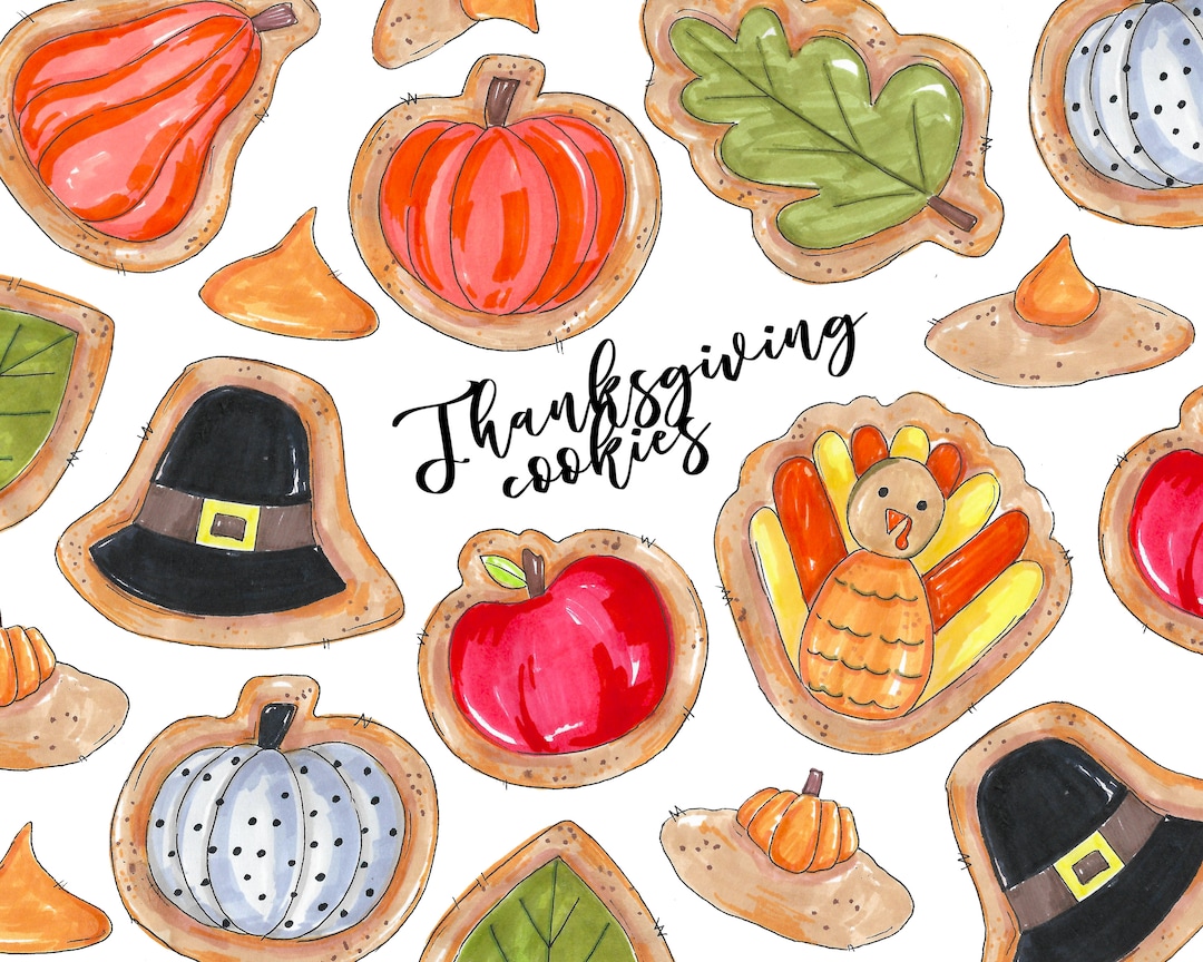 Thanksgiving Cookies Clip Art Watercolor Fall Autumn Treats Handpainted ...