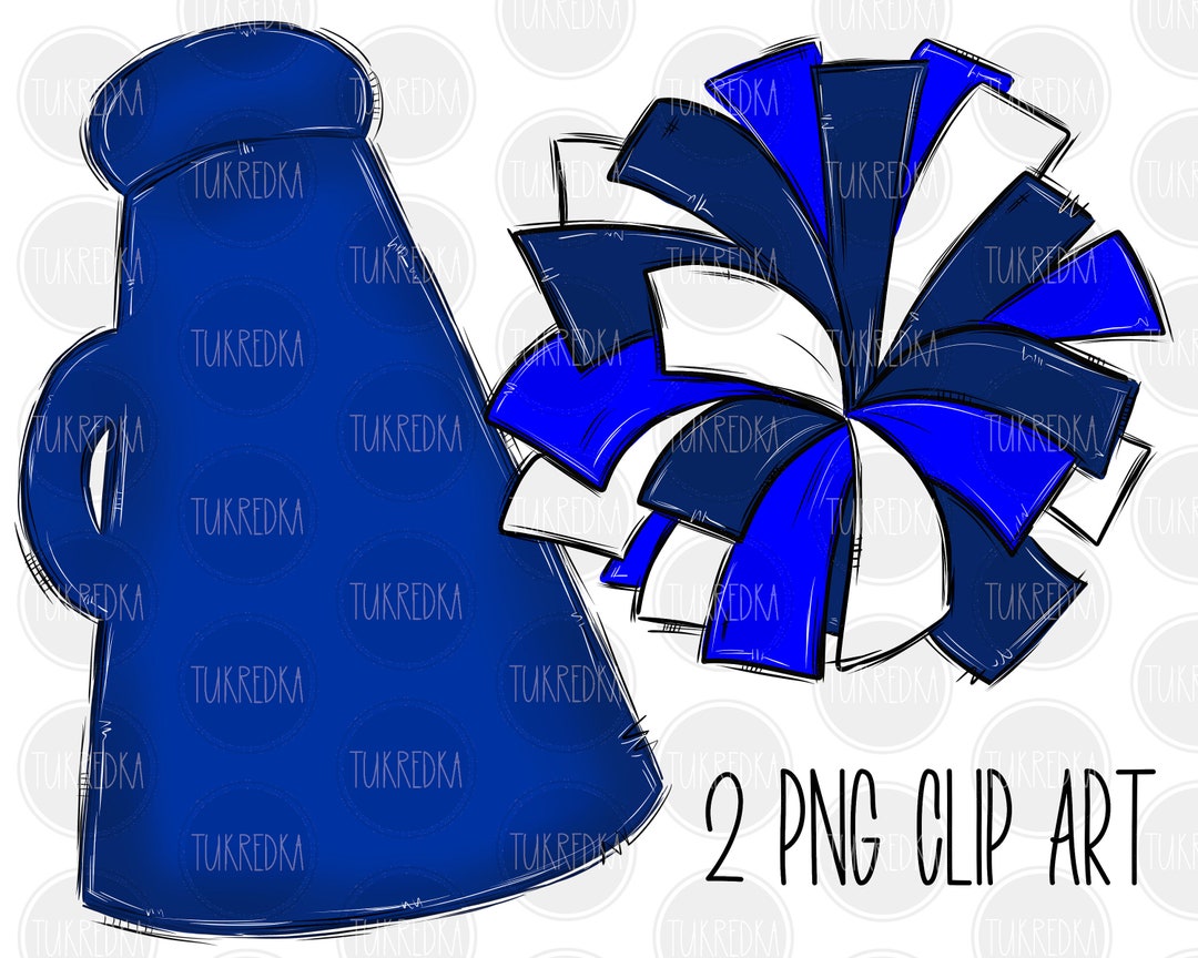 Cheer Poms Megaphone Football Blue Digital Download - Etsy