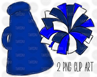 Cheer Poms Megaphone Football Blue Digital Download Cheerleader ...
