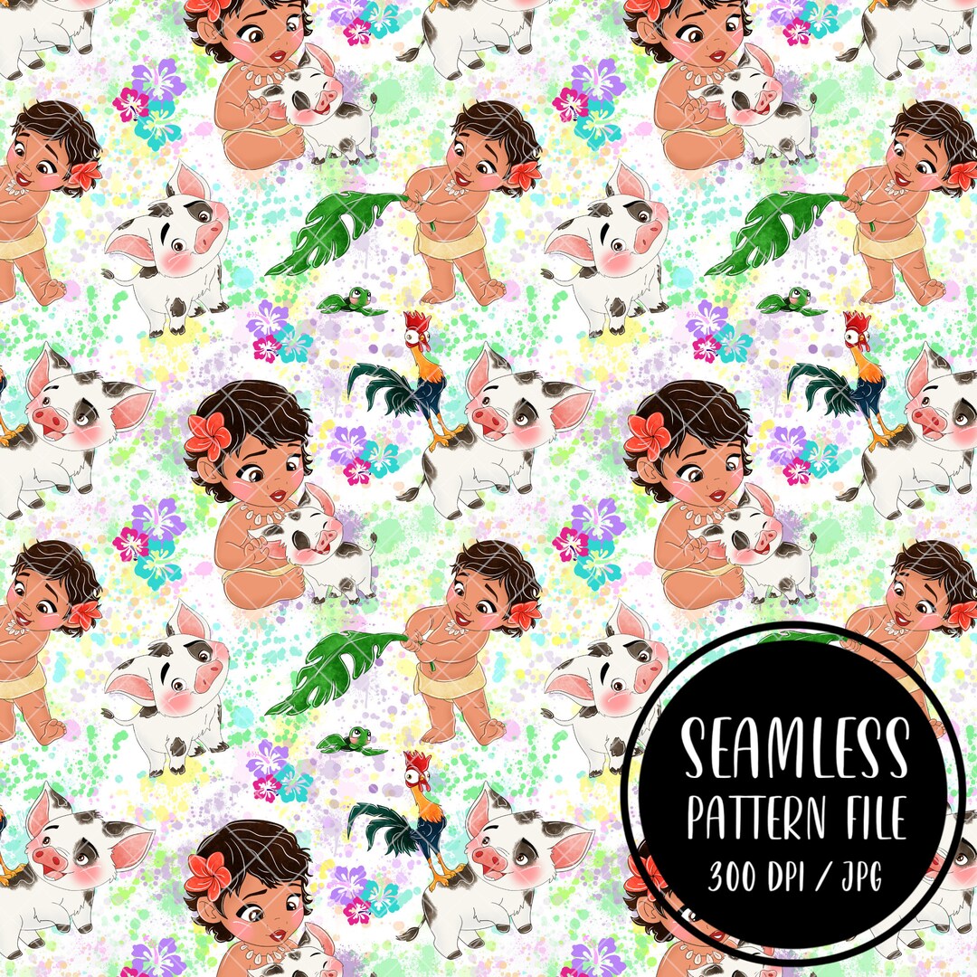 Princess Moana Seamless Pattern, Digital Paper Background Download Free ...
