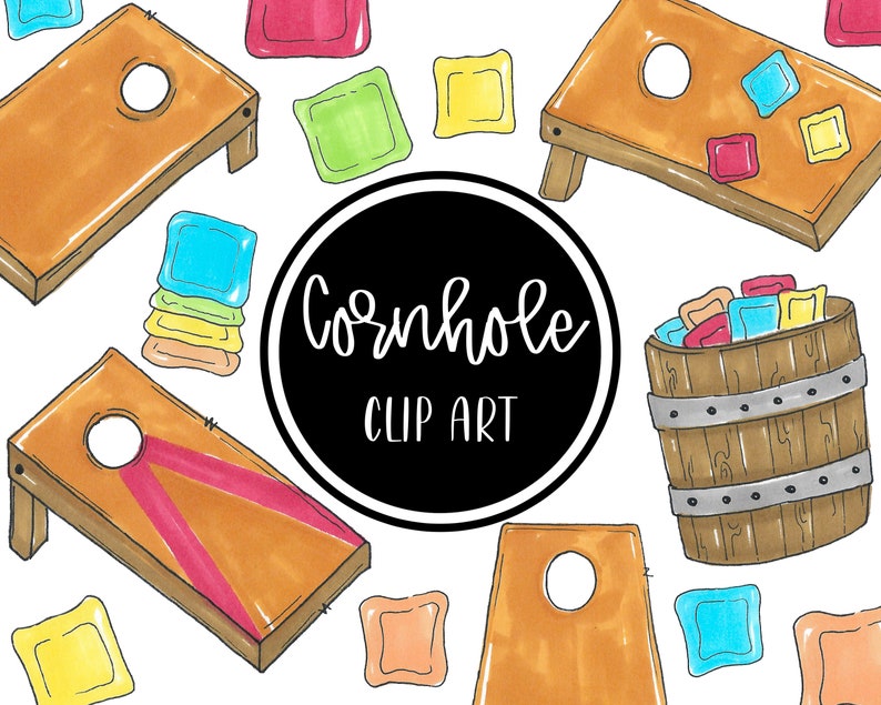 Cornhole Clip Art Watercolor Handpainted Digital Clipart Cornholing ...