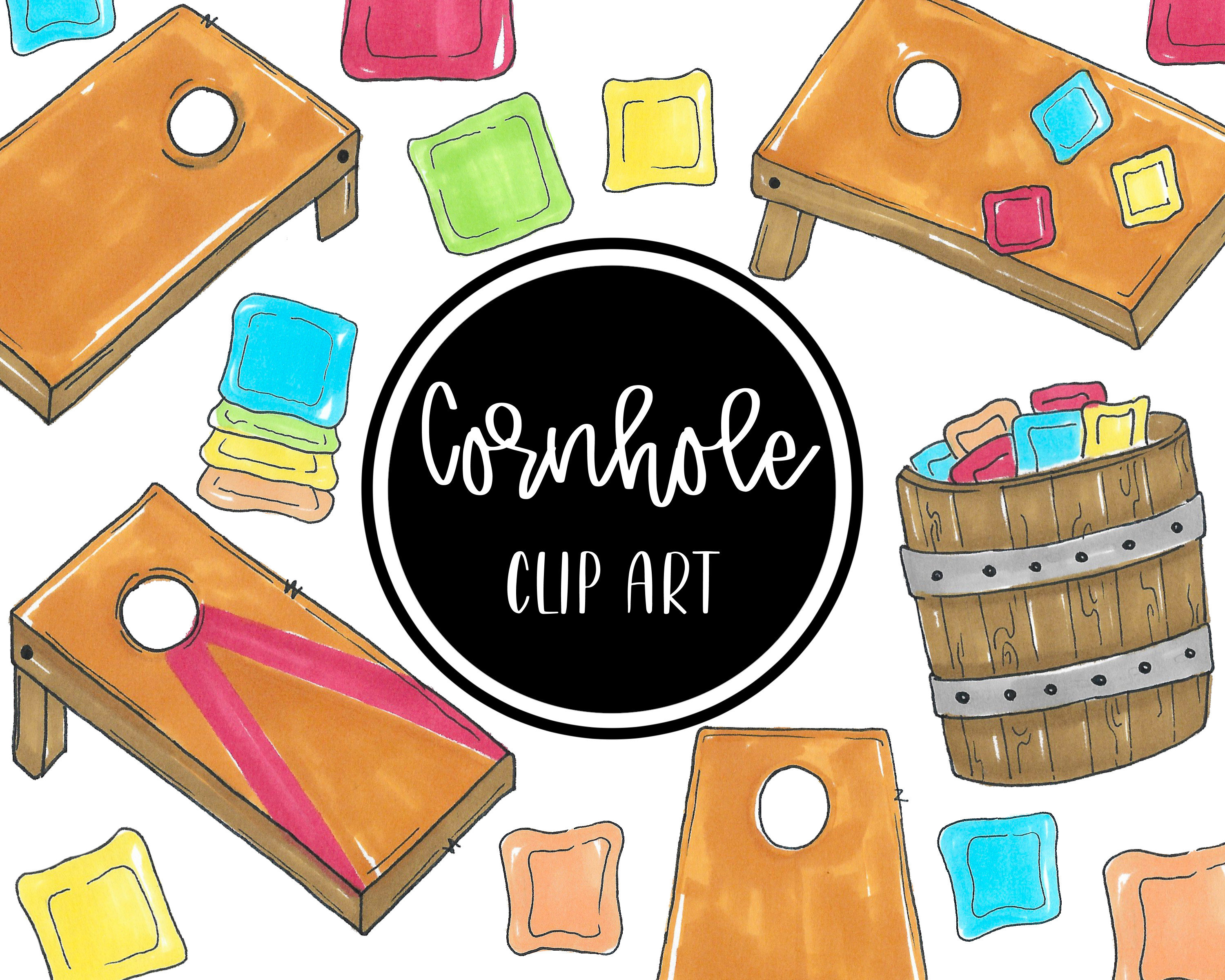 Cornhole Clip Art Watercolor Handpainted Digital Clipart Cornholing ...