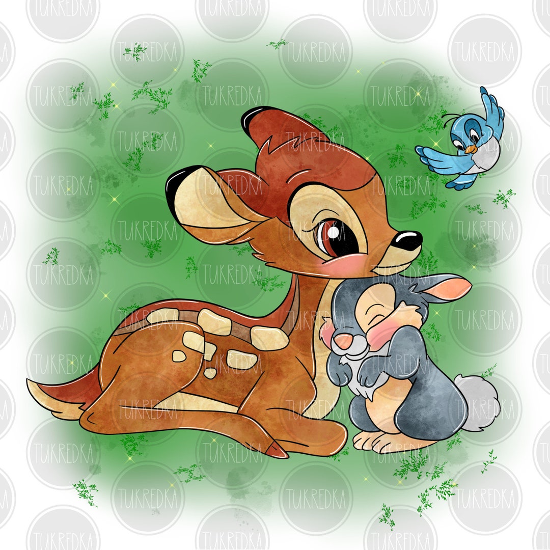 Bambi and Thumper Rabbit Cute Clip Art PNG Cartoon Clipart - Etsy