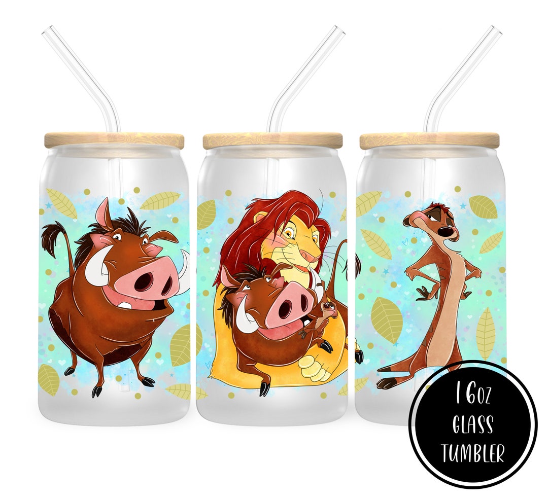 Lion King Simba Pumbaa Timon Cup PNG File DIGITAL DOWNLOAD 16oz Glass ...