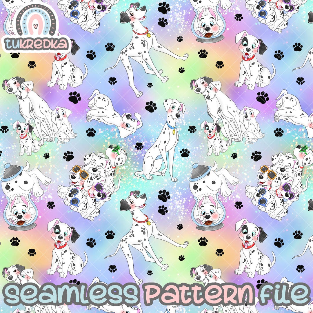 101 Dalmatians Dog Seamless Pattern, Digital Paper Background Download ...