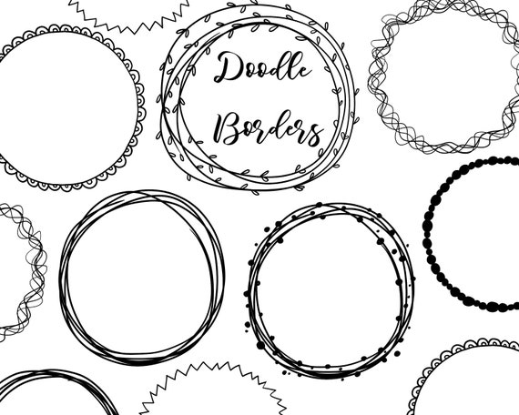 Frames Doodle Border Clipart Handpainted Digital Clipart Frame - Etsy