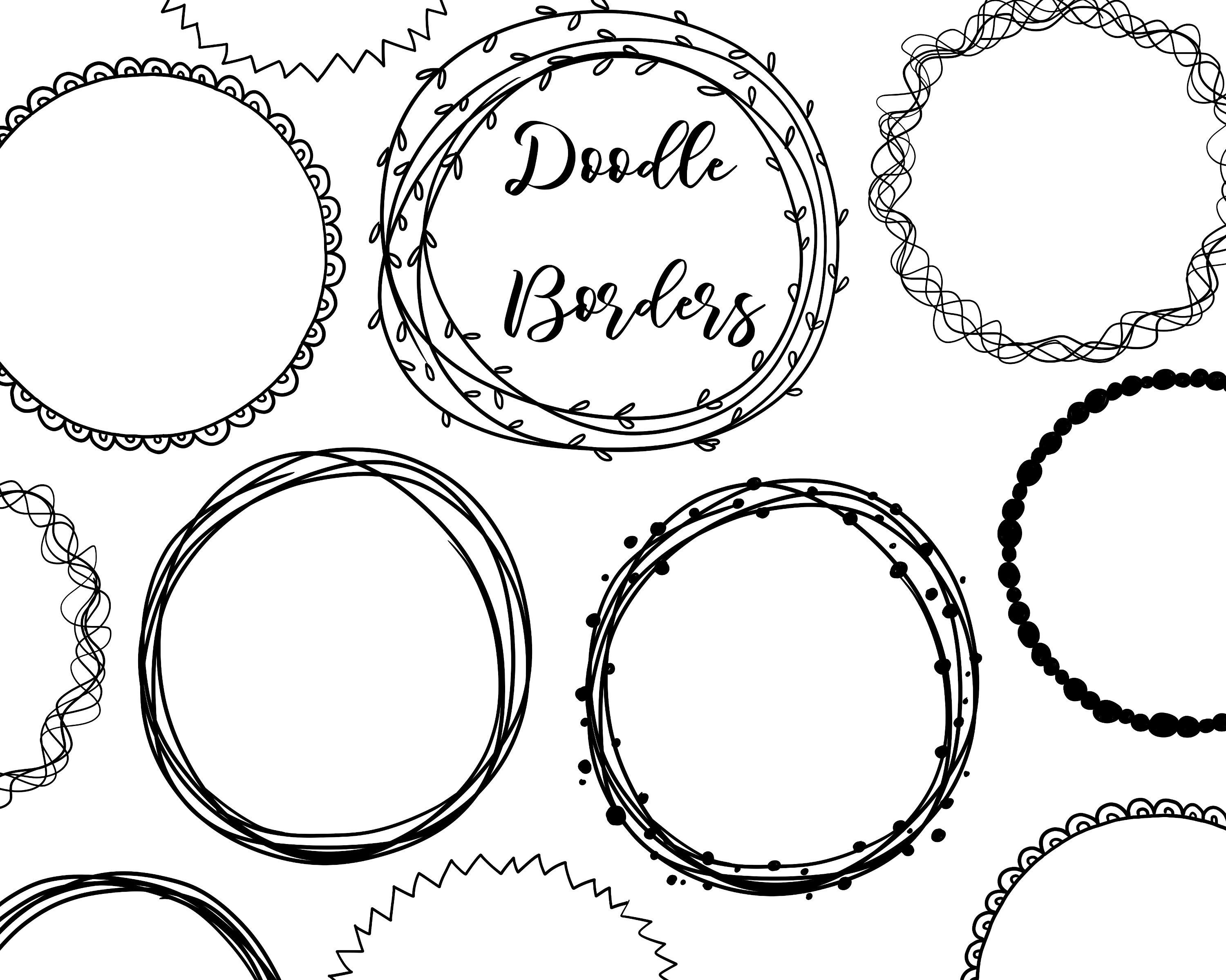 Frames Doodle Border Clipart Handpainted Digital Clipart Frame Design ...