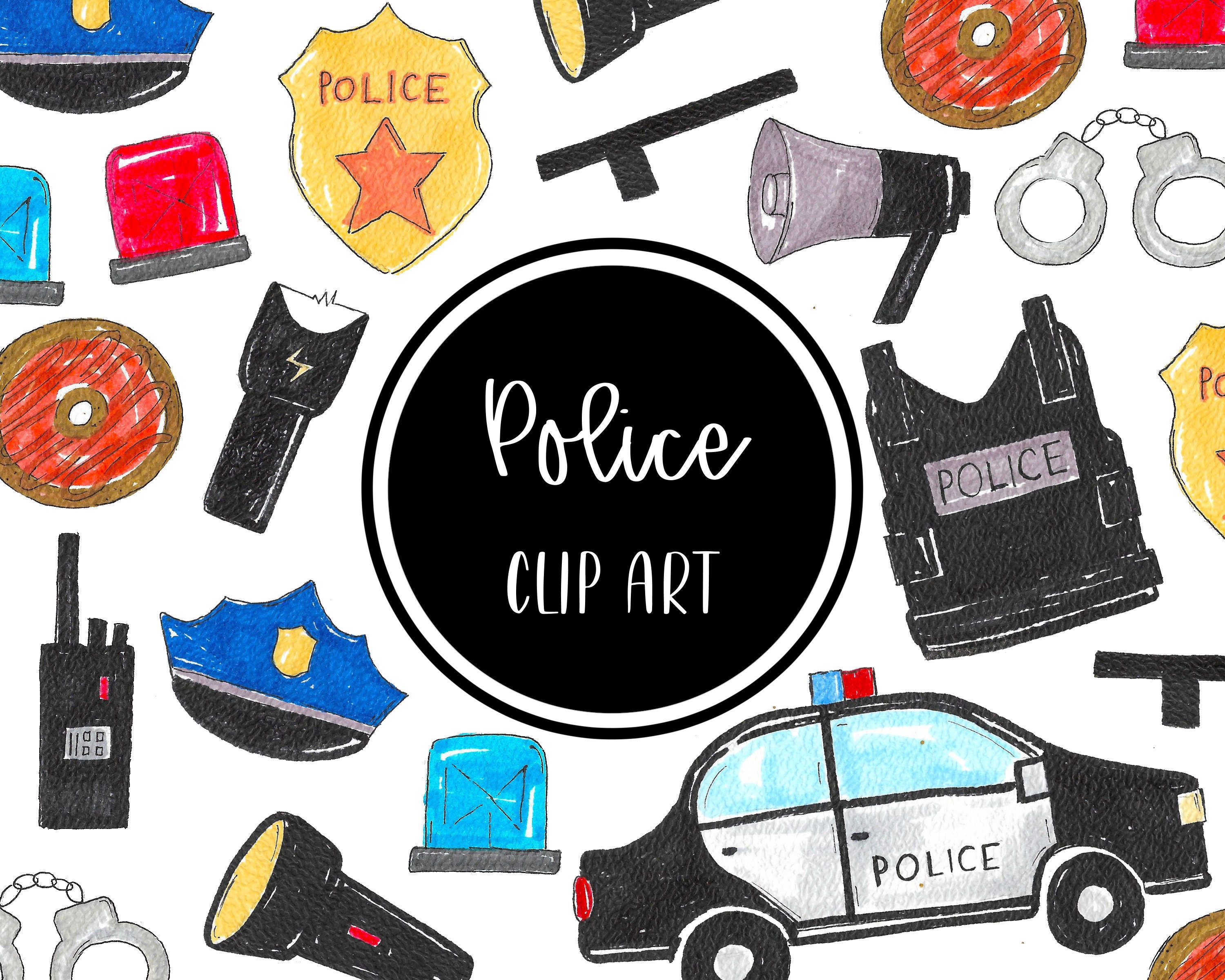 Police Clip Art Handpainted Digital Clipart Work Car Cards Download ...