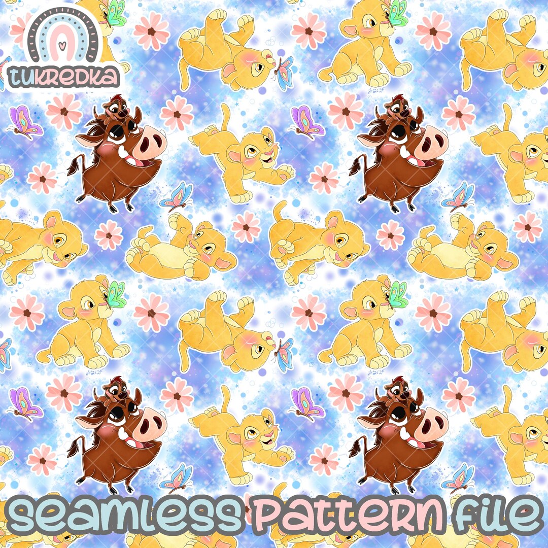 The Lion King Simba Seamless Pattern, Digital Paper Background Download ...