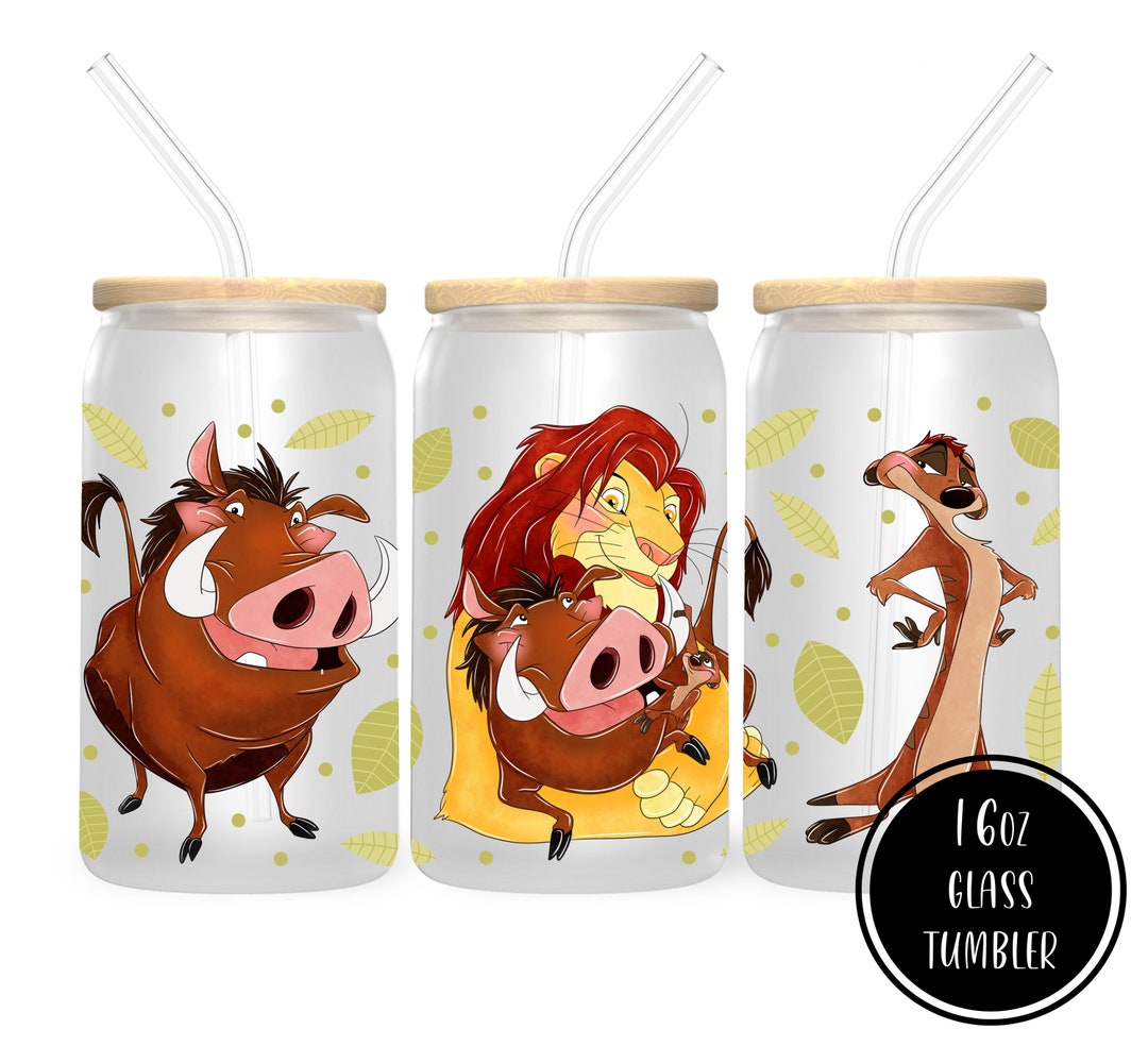 Lion King Simba Pumbaa Timon Cup PNG File DIGITAL DOWNLOAD 16oz Glass ...