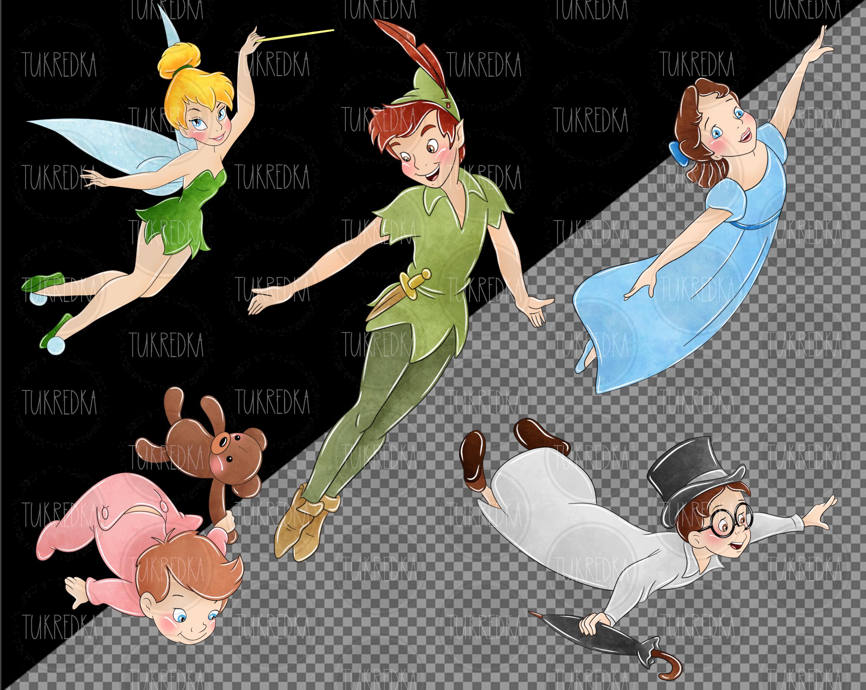 Set of Peter Pan Cute Clip Art PNG, Cartoon Clipart Sublimation PNG ...