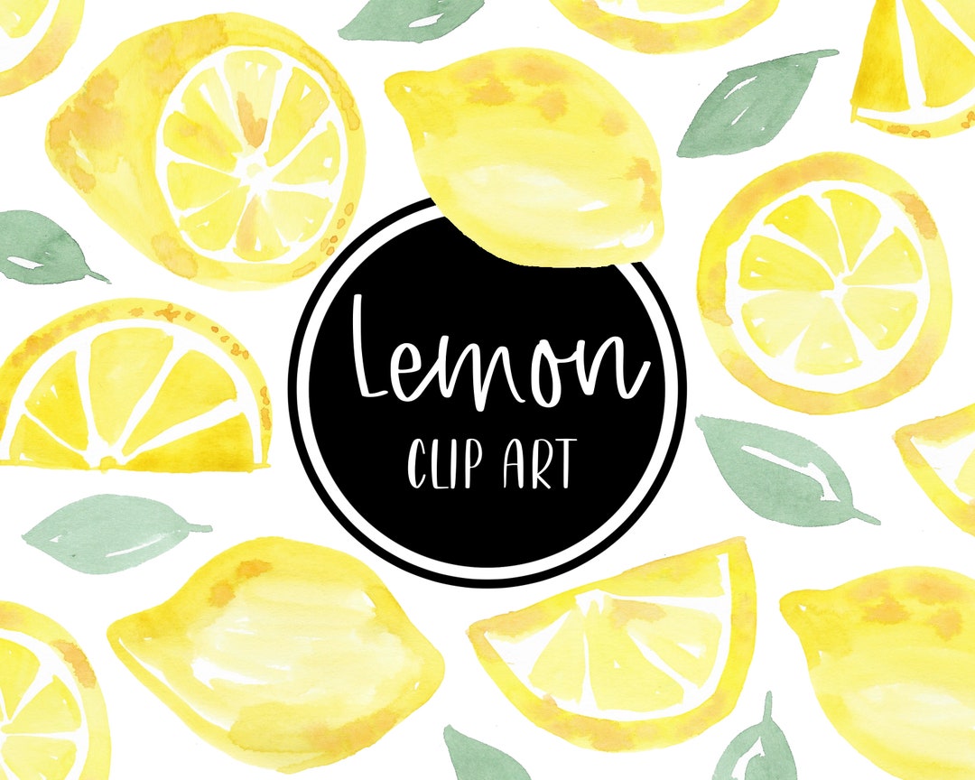 Lemon Watercolor Handpainted Digital Clip Art Clipart Citrus Vegetables ...