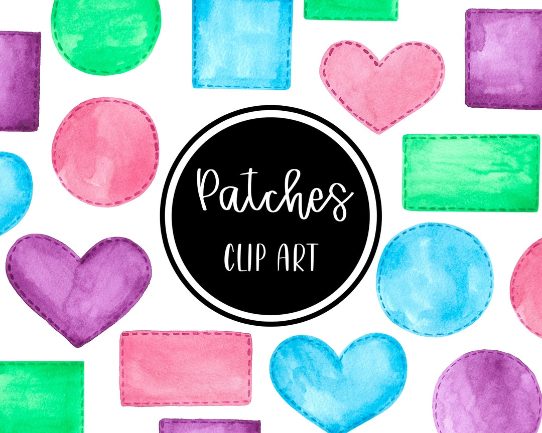 Patches Clip Art Watercolor Handpainted Digital Clipart - Etsy