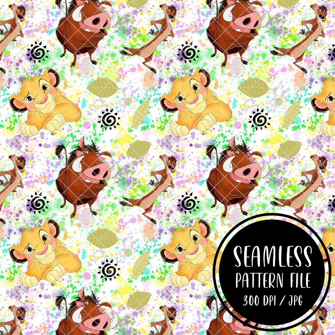 The Lion King Simba Pumbaa Timon Seamless Pattern, Digital Paper ...
