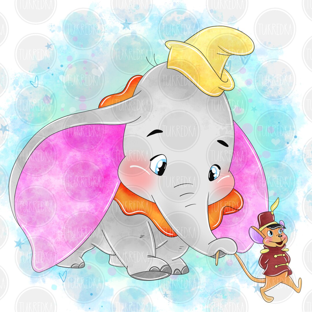 Dumbo Cute Clip Art PNG, Cartoon Dumbo Clipart Sublimation PNG - Etsy