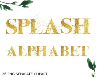 Alphabet Clip Art Foil Gold Alphabet Letters Cards Download | Etsy