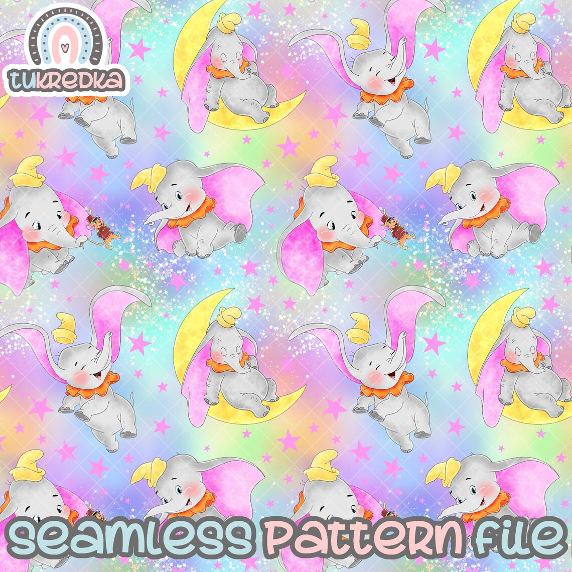 Dumbo Seamless Pattern, Digital Paper Background Download JPG - Etsy