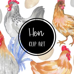 Chicken Hen Clip Art Watercolor Handpainted Animals Print Digital ...