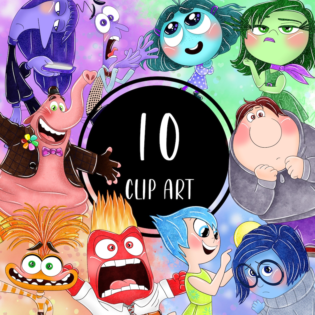 Set of Inside Out Clip Art PNG, Hand Drawn Cartoon Clipart Sublimation ...
