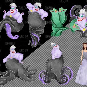 Set of Princess Villain Ursula Clip Art, the Little Mermaid PNG Clip ...
