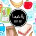 Lunch Watercolor Handpainted Digital Clip Art Clipart Food Milk Apple ...