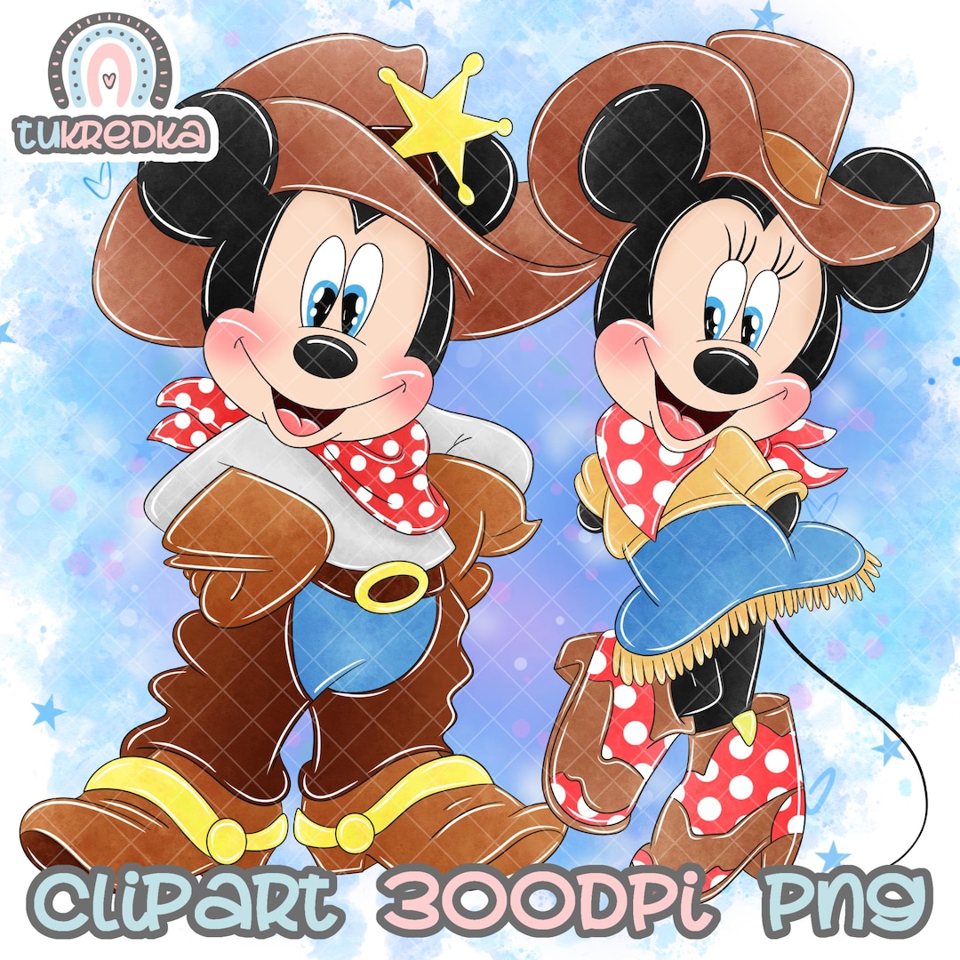 Mickey and Minnie Mouse Cowboy Clipart, PNG Clip Art, Cartoon ...