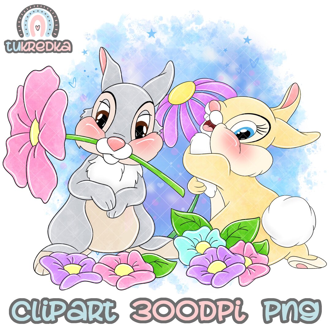 Thumper Rabbit Cute Clip Art PNG, Cartoon Bambi Clipart Sublimation PNG ...