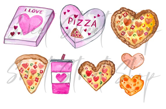 Heart Pizza Drawing