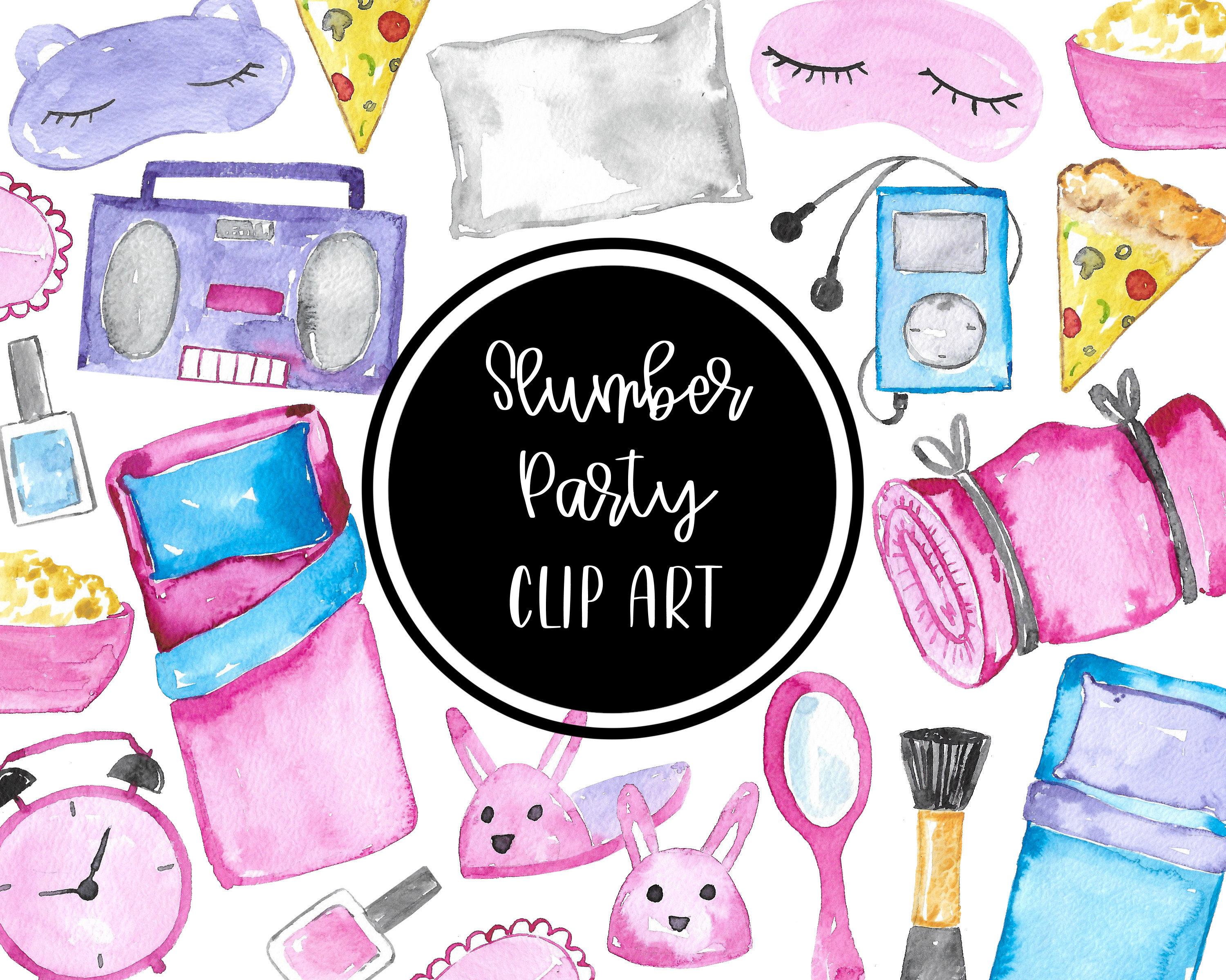Slumber Party Clip Art Words