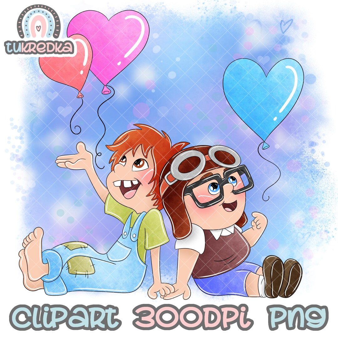 Up Carl and Ellie Clip Art PNG, Cartoon up Clipart Sublimation PNG ...
