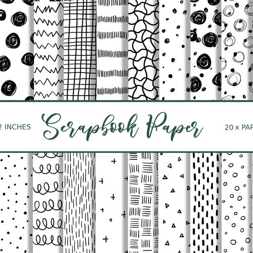 Digital Paper Doodle Black and White Digital Handn Draw - Etsy