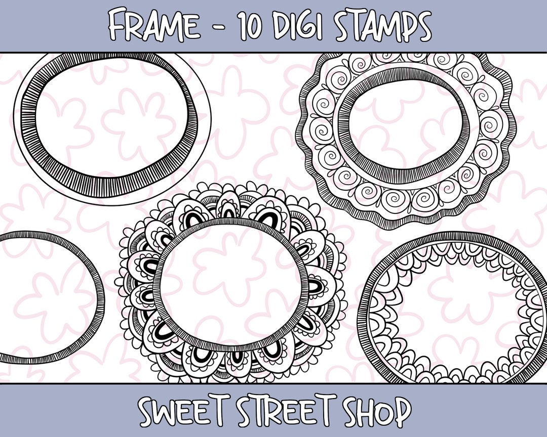 Frame Doodle Digital Clipart Download Free Commercial Use PNG - Etsy