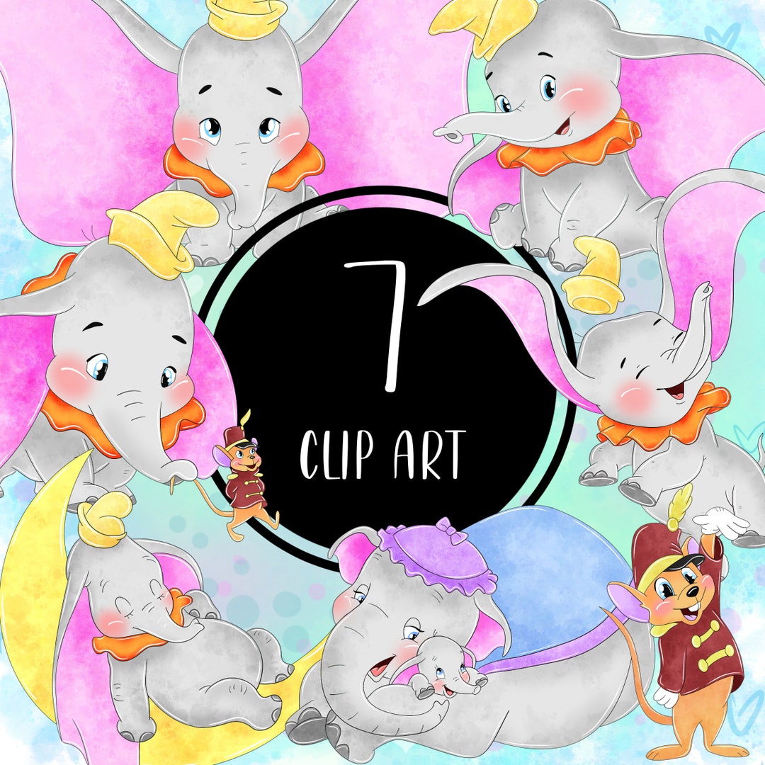 Dumbo Cute Clip Art PNG, Cartoon Dumbo Clipart Sublimation PNG - Etsy