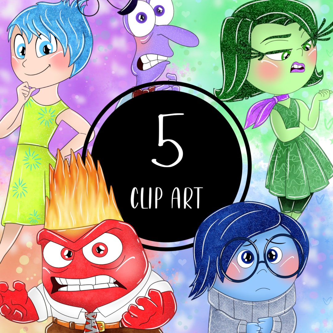 Set of Inside Out Clip Art PNG, Hand Drawn Cartoon Clipart Sublimation ...