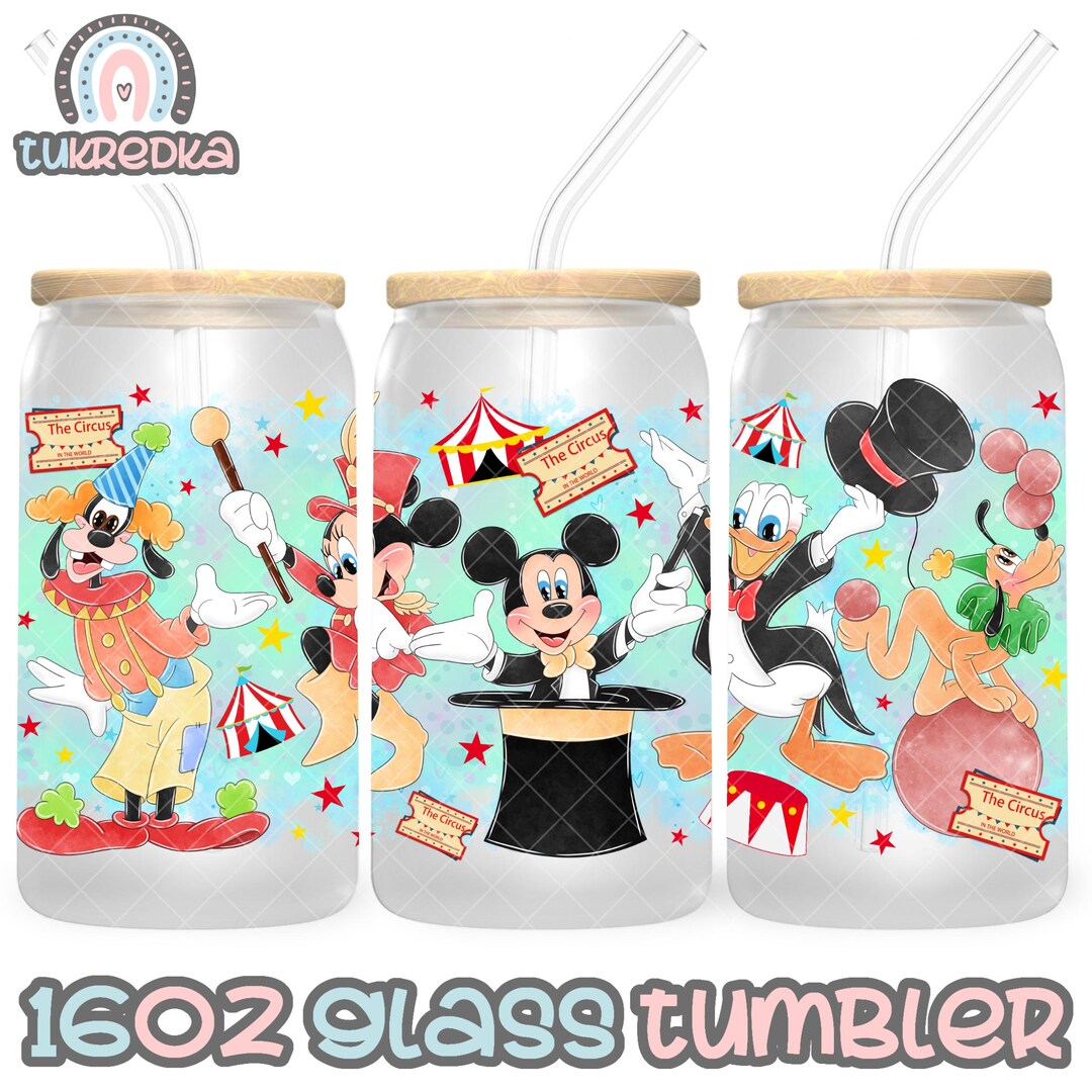 Mickey Minnie Mouse Circus Cup PNG File DIGITAL DOWNLOAD 16oz Glass ...