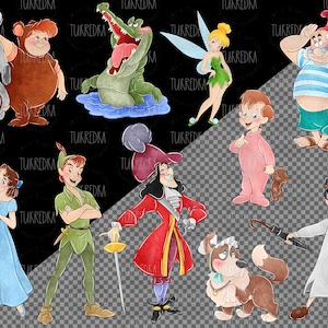 Set of Peter Pan Cute Clip Art PNG, Cartoon Clipart Sublimation PNG - Etsy