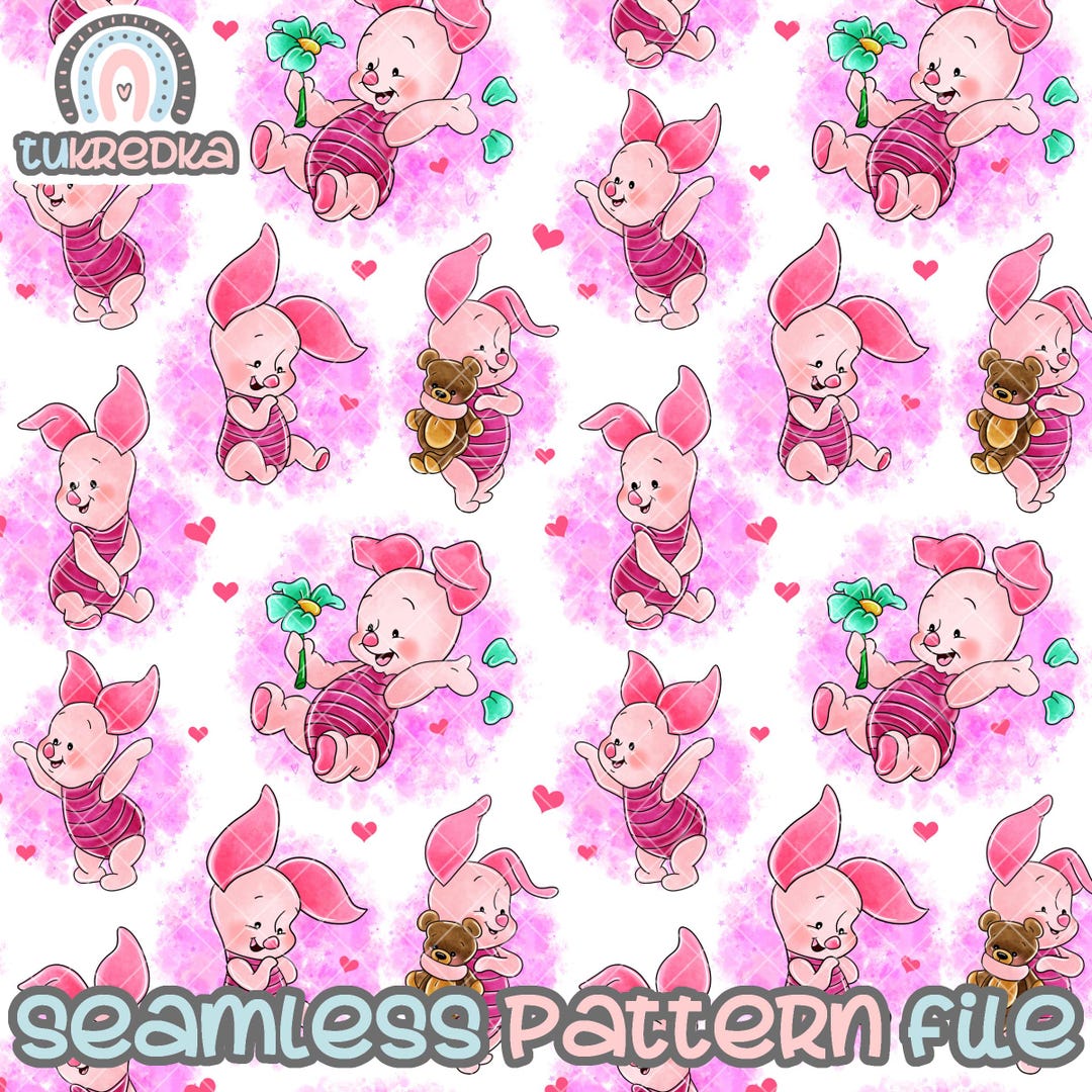 Winnie the Pooh Piglet Seamless Pattern, Digital Paper Background ...