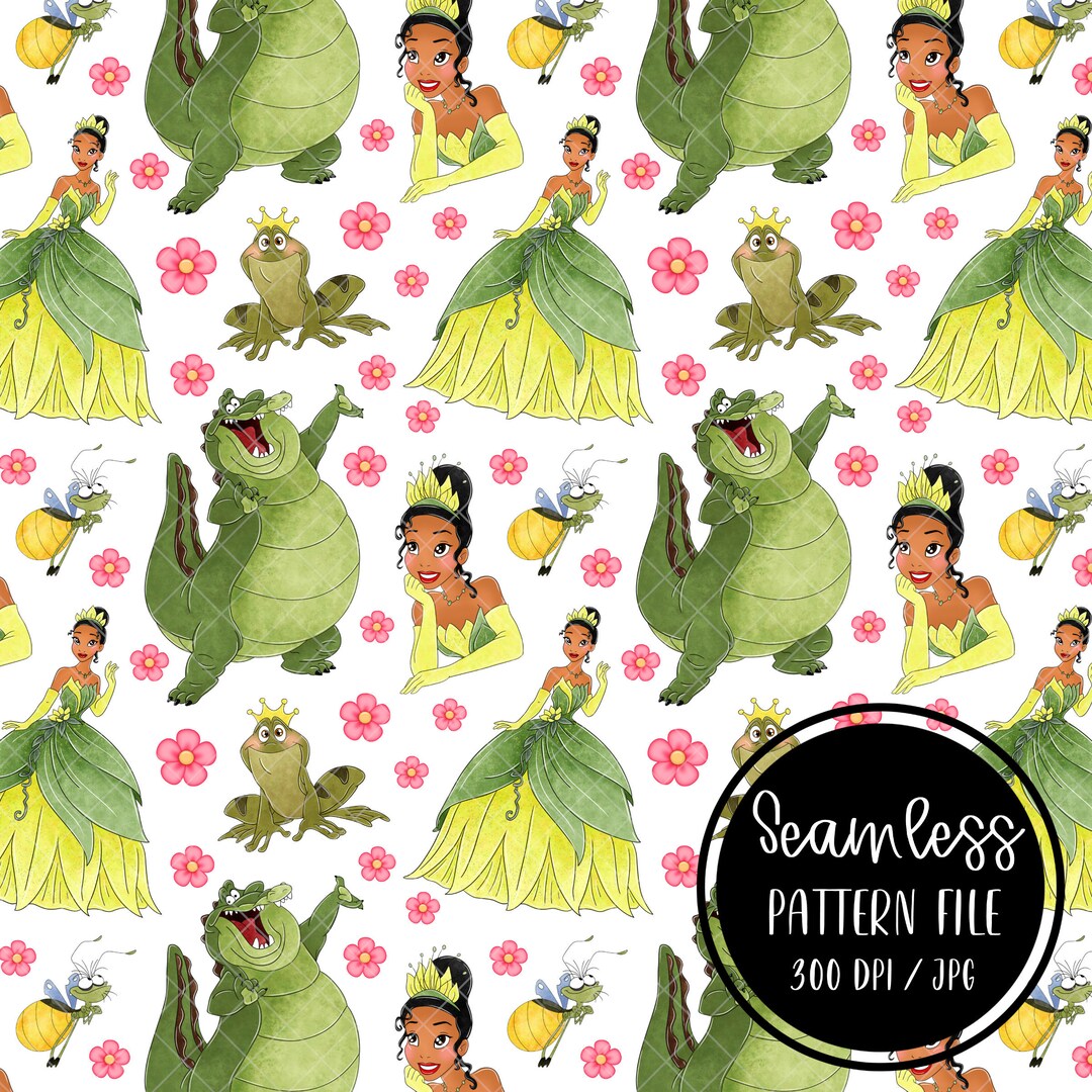 Tiana Princess and the Frog Seamless Pattern, Digital Paper Background ...