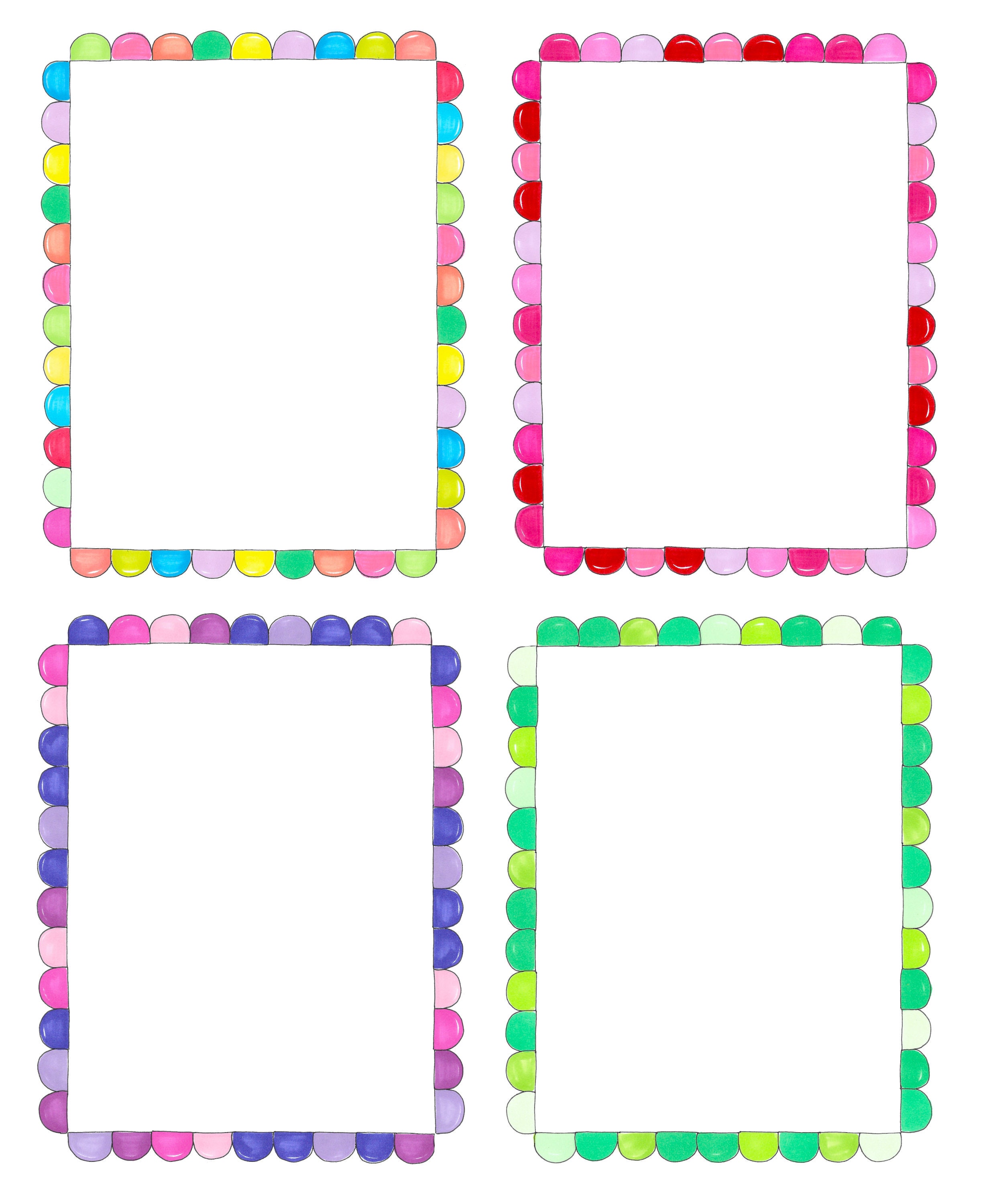 Frames Doodle Border Rainbow Clipart Handpainted Digital - Etsy