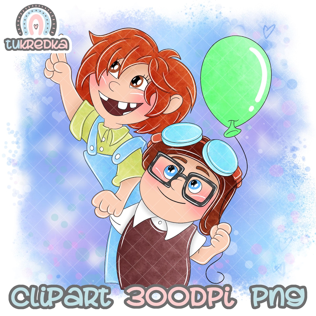 Up Carl and Ellie Clip Art PNG, Cartoon up Clipart Sublimation PNG ...