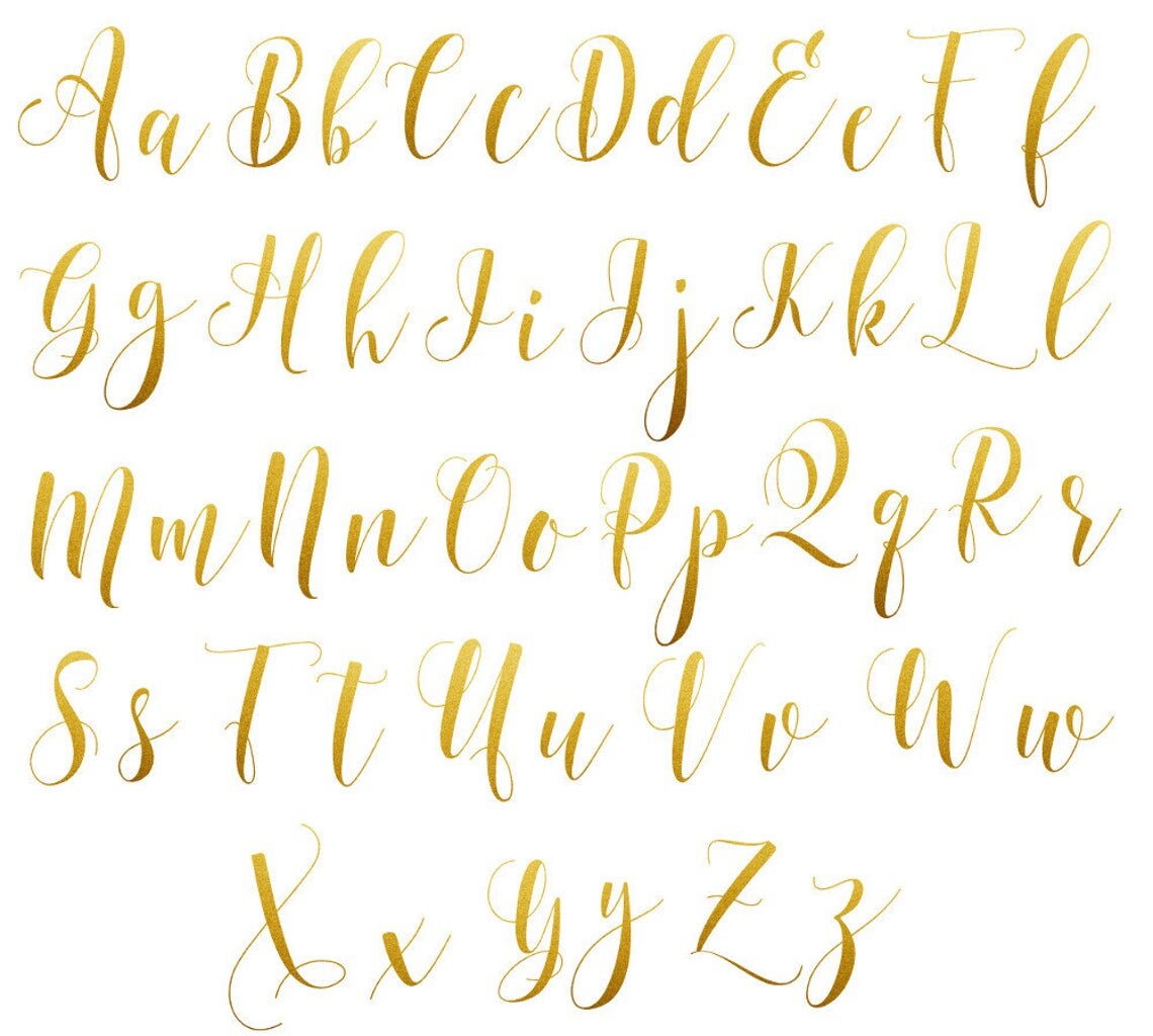 Alphabet Clip Art Foil Gold Alphabet Letters Cards Download - Etsy