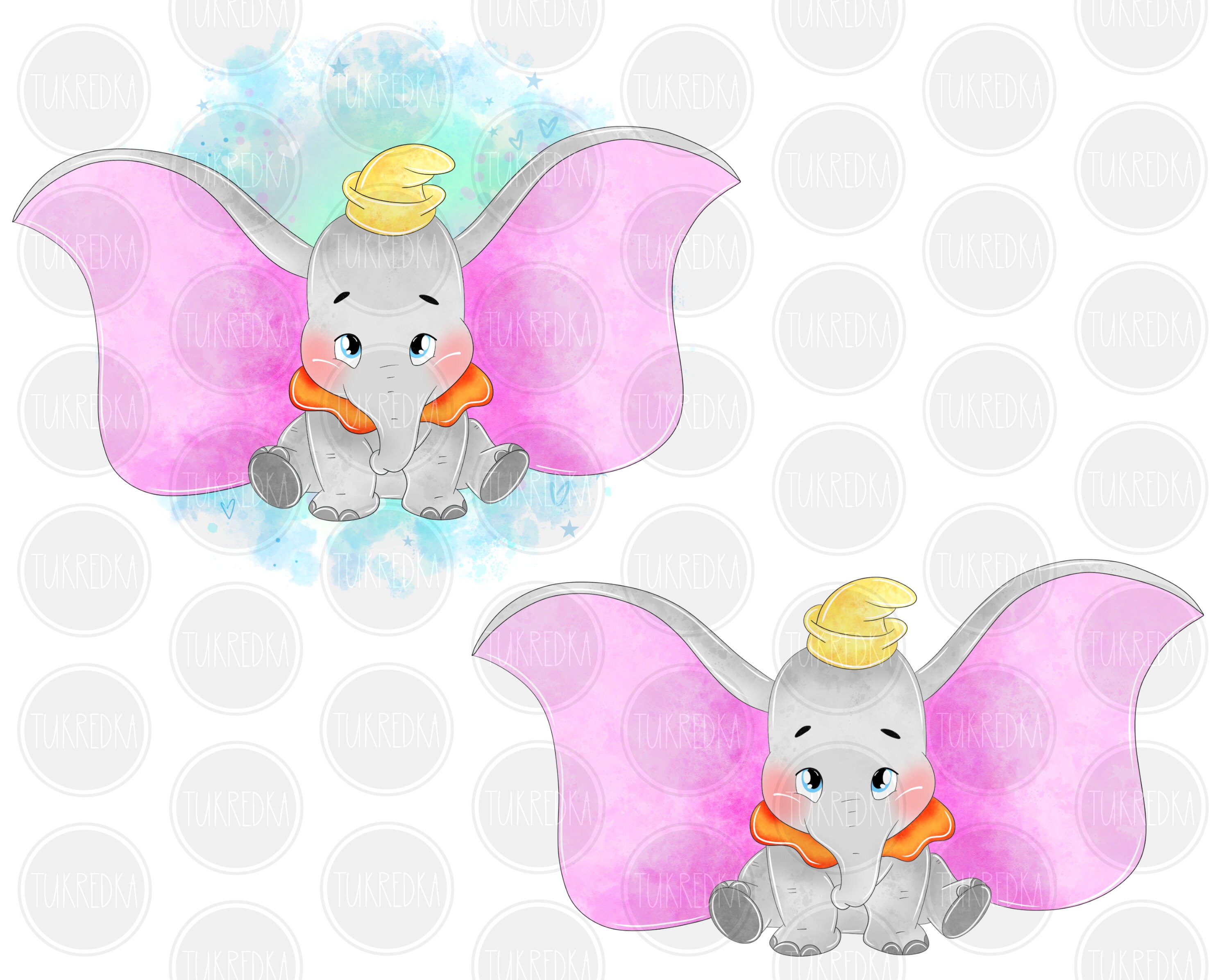 Dumbo Cute Clip Art PNG, Cartoon Dumbo Clipart Sublimation PNG - Etsy