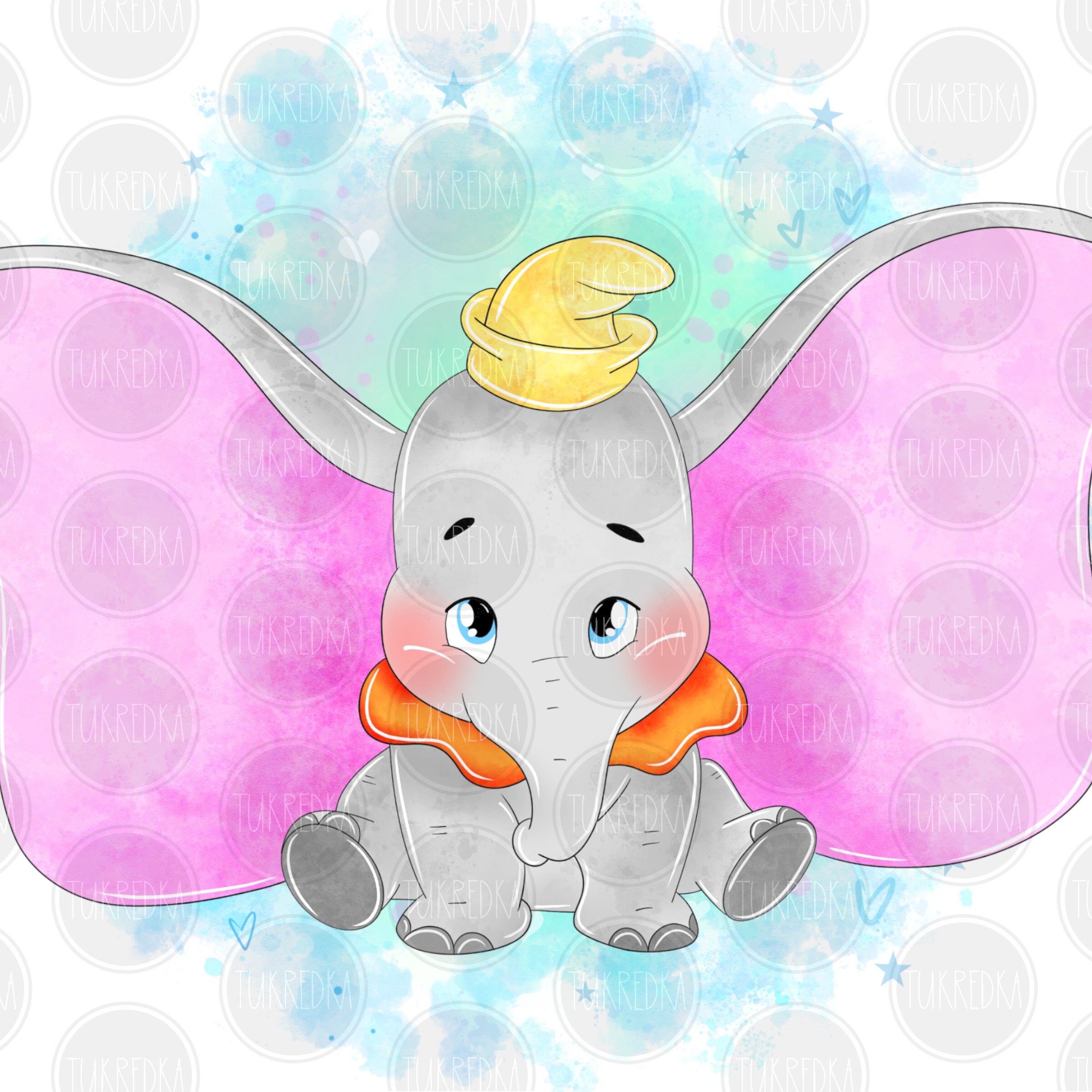 Dumbo Cute Clip Art PNG, Cartoon Dumbo Clipart Sublimation PNG - Etsy